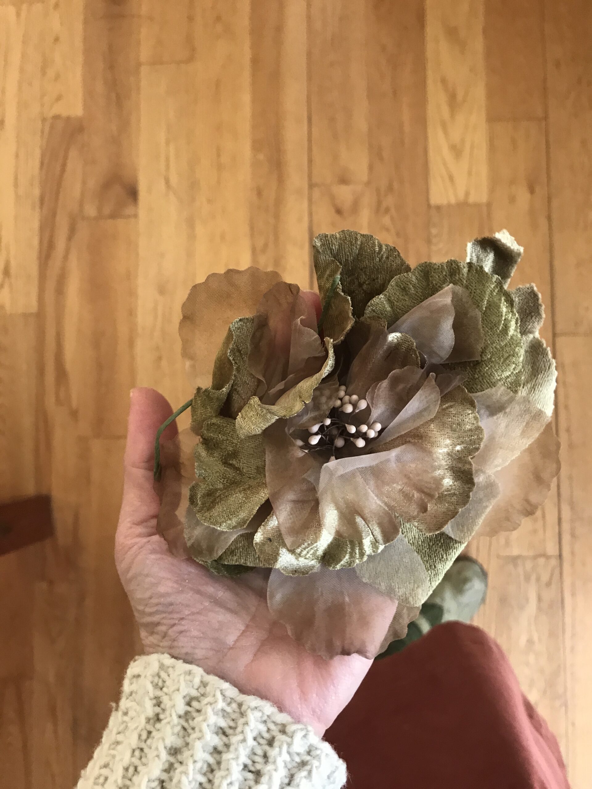 Millinery Flower- Moss Green- Organdy Blooming Rose - The Hat Junkie