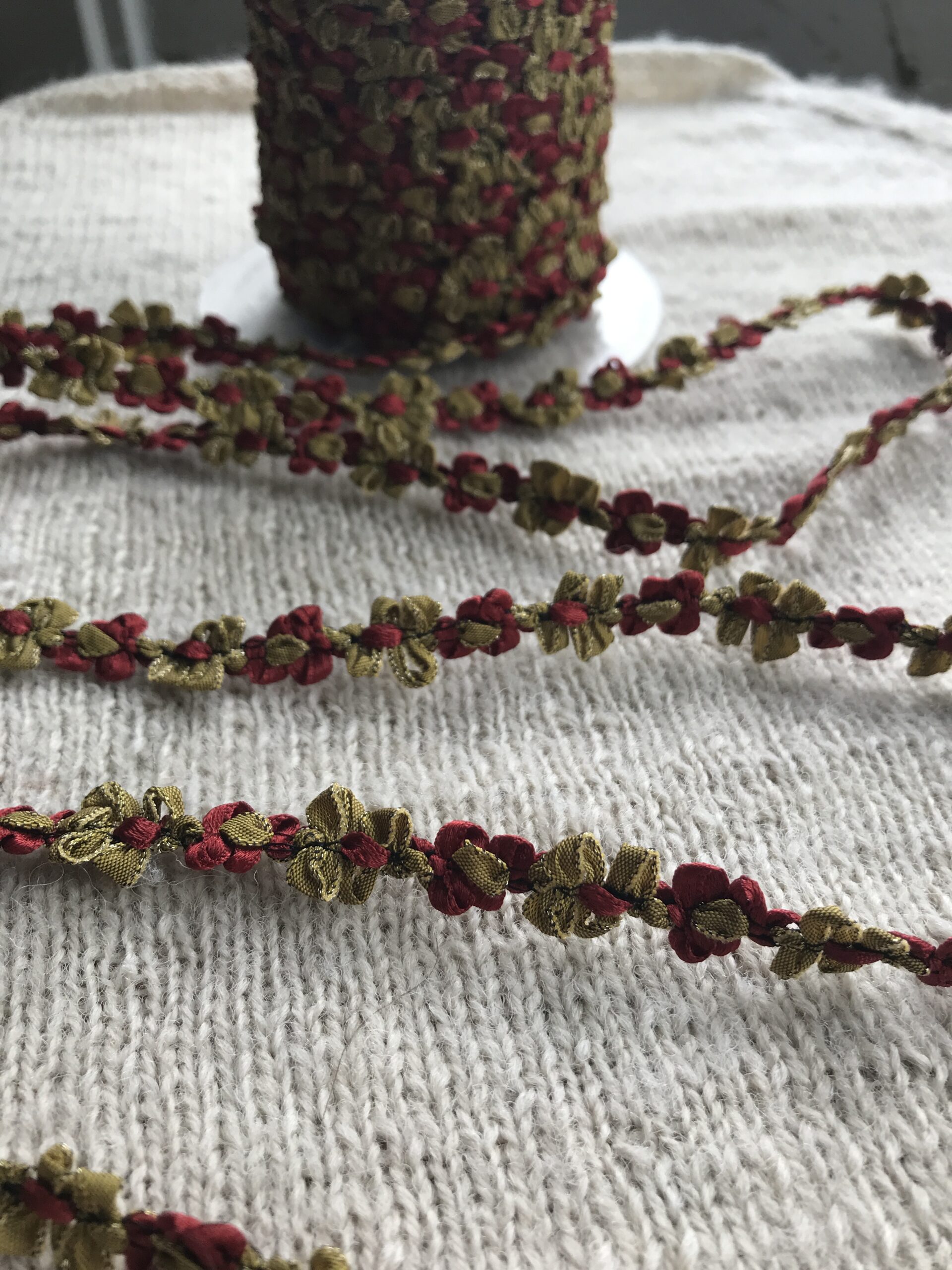 Rococo Floral Ribbon Trim-Made in France- Burgundy - The Hat Junkie