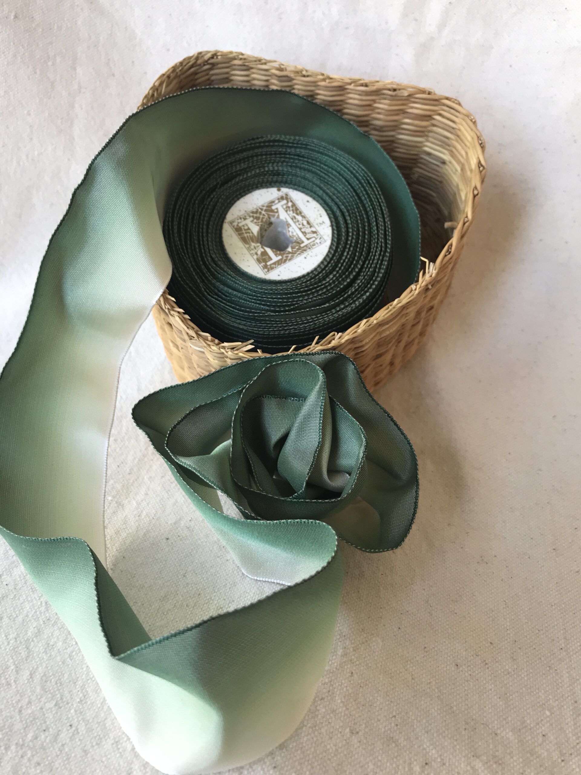 Green Ombre Vintage Wired Ribbon- Made in France- Price per 1 yard ...