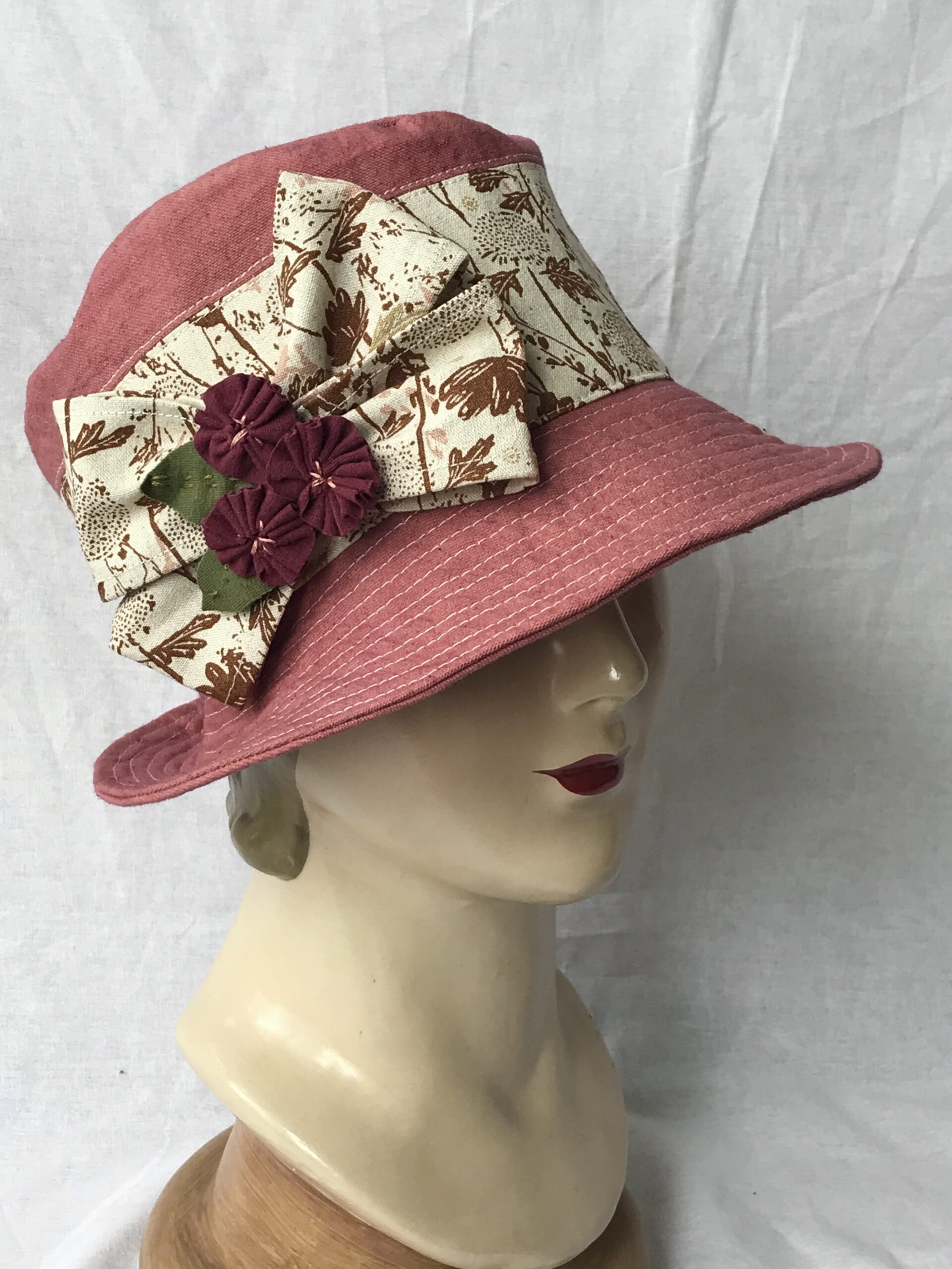 Handmade Floral Fedora Hat- Hand dyed Cotton Canvas Sun Hat- Artisan ...